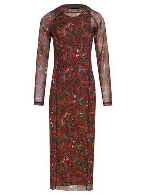 OSKLEN Floral-print Long-sleeve Dress - Red
