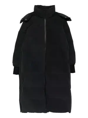 Herno Hooded Zip-up Long Coat - Black