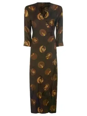 UMA WANG Printed Wrap Dress - Brown