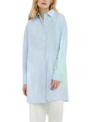 TWINSET Striped Buttoned Shirt - Blue