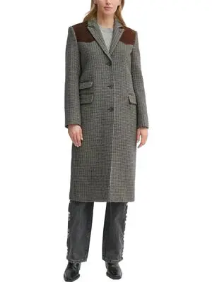The Kooples Houndstooth Single-breasted Coat - Grey