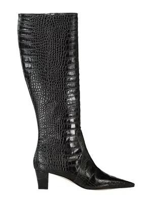 Manolo Blahnik 50mm Penelope Crocodile-effect Boots - Black