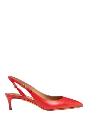 Santoni Buckle Leather Slingback Pumps - Red