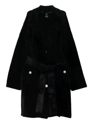 Pinko Belted Buttoned Coat - Black