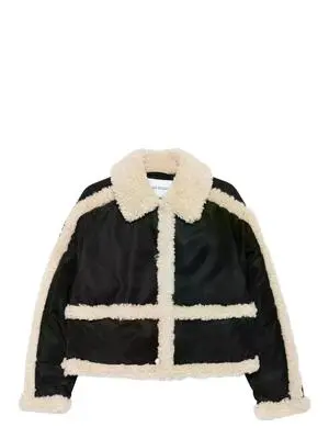 STAND STUDIO Faux Shearling-trim Jacket - Black