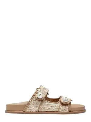 JIMMY CHOO Fayence Raffia Sandals - Neutrals
