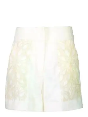 JBQ Lace-panelled Linen Shorts - White