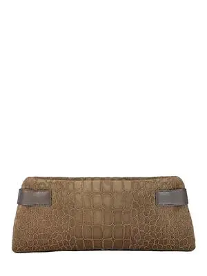 Brunello Cucinelli Crocodile-embossed Clutch Bag - Brown