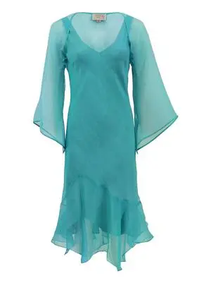 ZONDA NELLIS Soleil Bell-sleeve Sheer Shrug - Blue