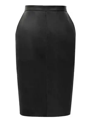Saint Laurent Cassandre Leather Pencil Skirt - Black