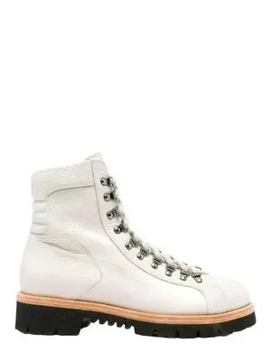 Eleventy Lace-up Leather Boots - White