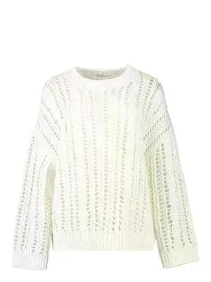 Brunello Cucinelli Open-knit Crew-neck Sweater - White