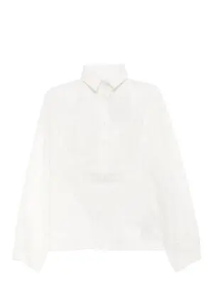 YEHUAFAN Cotton Long Sleeve Shirt - White