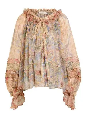 ZIMMERMANN Rebellion Floral-Print Silk Blouse