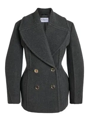 Givenchy Paneled Felted Pea Coat Multi