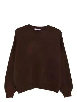 LISKA Crew-neck Knitted Sweater - Brown