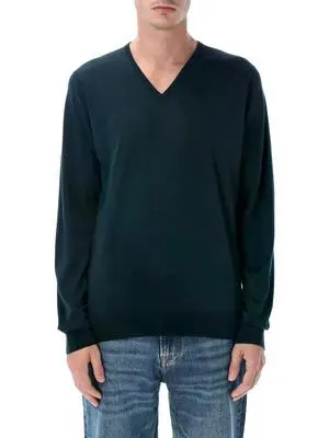 John Smedley Blenheim V-Neck Sweater Green