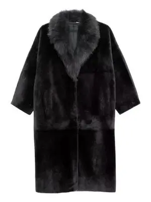 LISKA Shearling-Collar Coat