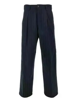 Obey Pinstripe Pleated Trousers - Blue