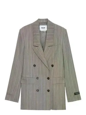 MSGM Pinstripe Double-breasted Jacket - Grey