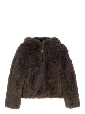 LISKA Fur-Design Cashmere Hooded Jacket