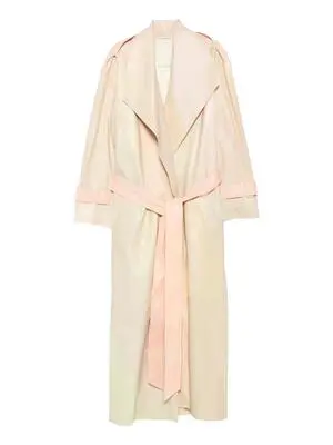 LISKA Belted Leather Trench Coat - Neutrals
