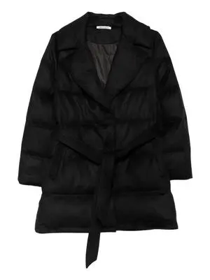 LISKA Belted Quilted Coat - Black