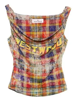 VIVIENNE WESTWOOD Plaid Draped Tank Top - Red