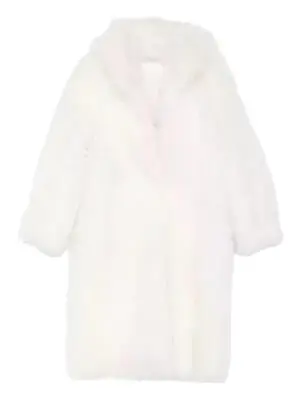 LISKA Hooded Mid-length Coat - White