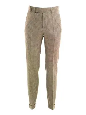 Incotex Cuffed Houndstooth Trousers - Neutrals