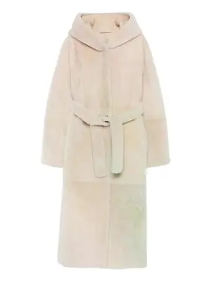 LISKA Hooded Belted Coat - Neutrals