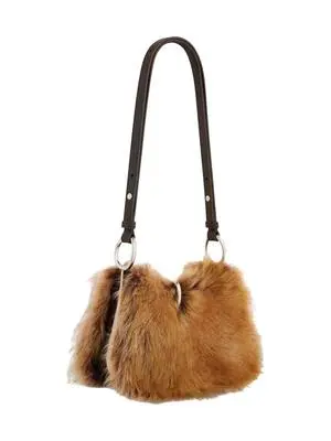 Rabanne Ring-detail Fur Shoulder Bag - Brown