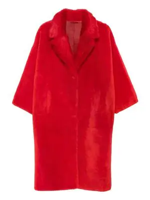 LISKA Fur-collar Coat - Red