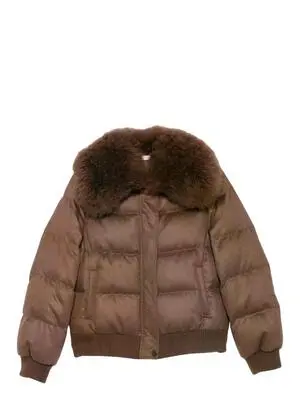 LISKA Fur-collar Puffer Jacket - Brown