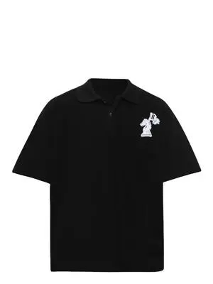 Rhude Pique Boxy Polo Shirt And White - Black
