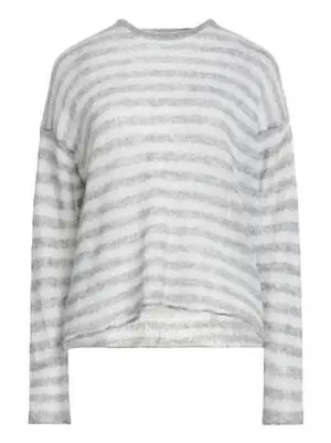 Crossley Striped Crewneck Mohair-blend Sweater - Grey