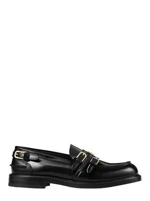 Sandro Buckled Leather Loafer Flats - Black
