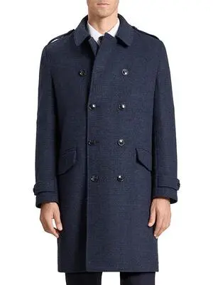 Ted Baker London Windyhill Overcoat - Blue/grey