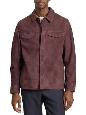 Ted Baker London Wilbur Suede Shirt Jacket - Burgundy
