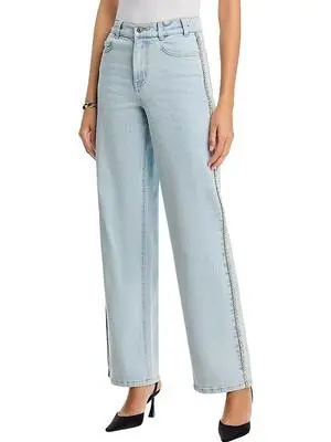 Generation Love Erika Crystal-embellished High-rise Jeans - Light Blue
