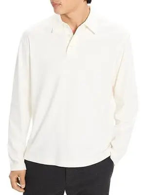 Theory Relaxed Long Sleeve City Interlock Polo Shirt - White
