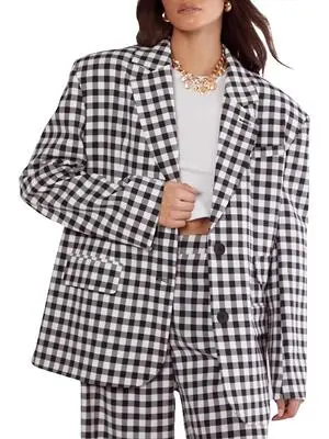 Nasty Gal Gingham Tailored Blazer - Mono