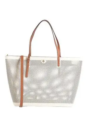 Tory Burch Glossed-leather Tote With Detachable Pouch - White