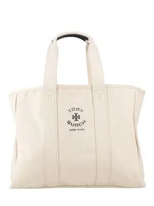 Tory Burch Logo Canvas Shopper Tote - Beige