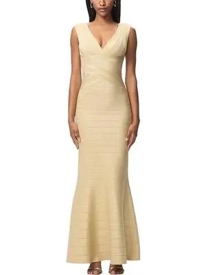 Herve Leger Mira Gown - Metallic Gold