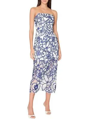 MILLY Kait Floral Garden Embroidery Dress - Blue/white