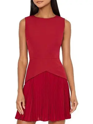 MILLY Haddy Pleated Dress - Wine