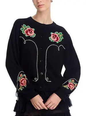 The Great. The Rose Western Cardigan - Black