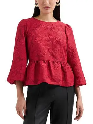PHASE EIGHT Ellis Peplum Hem Top - Dark Red