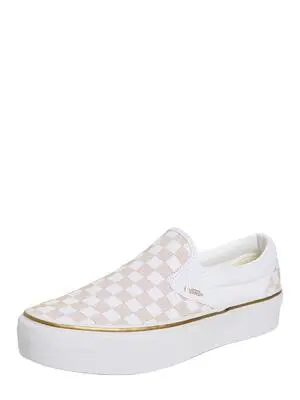 VANS Classic Slip-On Platform Sneakers Metallic Checkerboard Gold